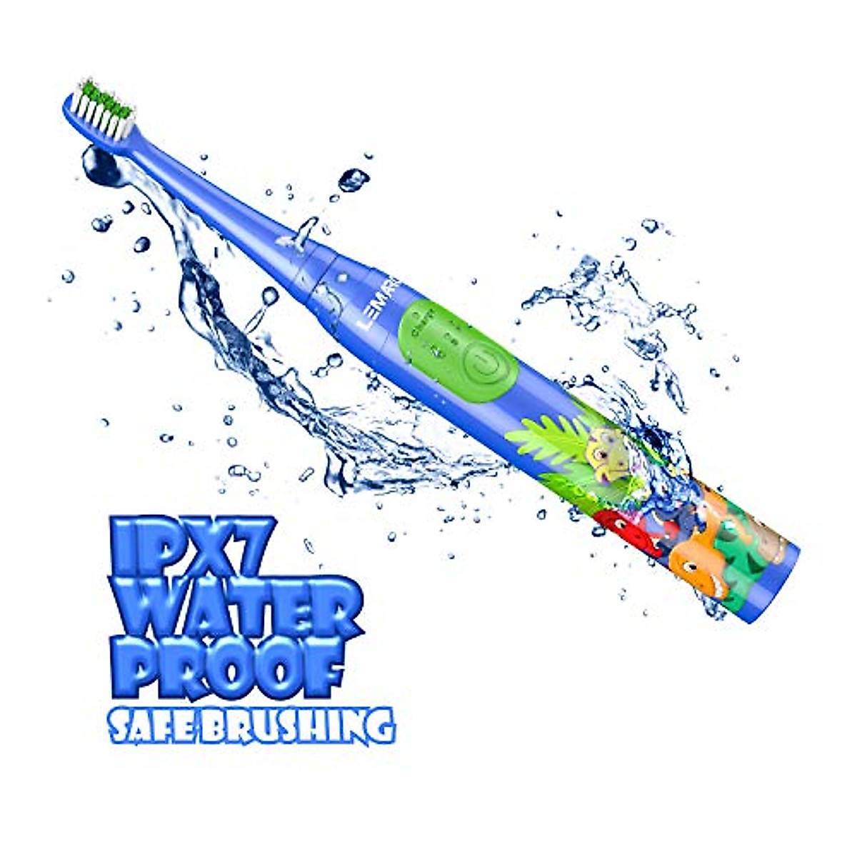 LEMARC USA Supersonic Kids Electric Toothbrush 8 Dupont Brush Heads, USB Rechargeable, Vibration Speed Control Plus Massage Mode, 2 Min Timer, Waterproof, for Age 3+