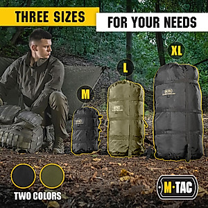 M-Tac Compression Stuff Sack for Sleeping Bag Military Water Resistant Compression Bag Lightweight Nylon Compression Sack for Travel, Camping, Hiking, Outdoor (Olive, L - 24 liters)