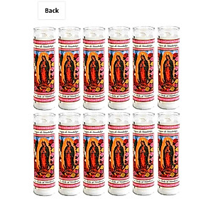 Our Lady of Guadalupe Religious Candle, Devotional, Vigil, Novena, Prayer, Saints, Candles, White, 12pk (1 Case)
