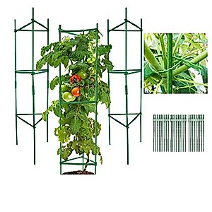 BEAUTYFLOWER Tomato Cages ,3 Packs Plants Support Stakes 4 Feet High Adjustable Assembled Vertical Climbing Plants, Garden Vegetable Trellis.