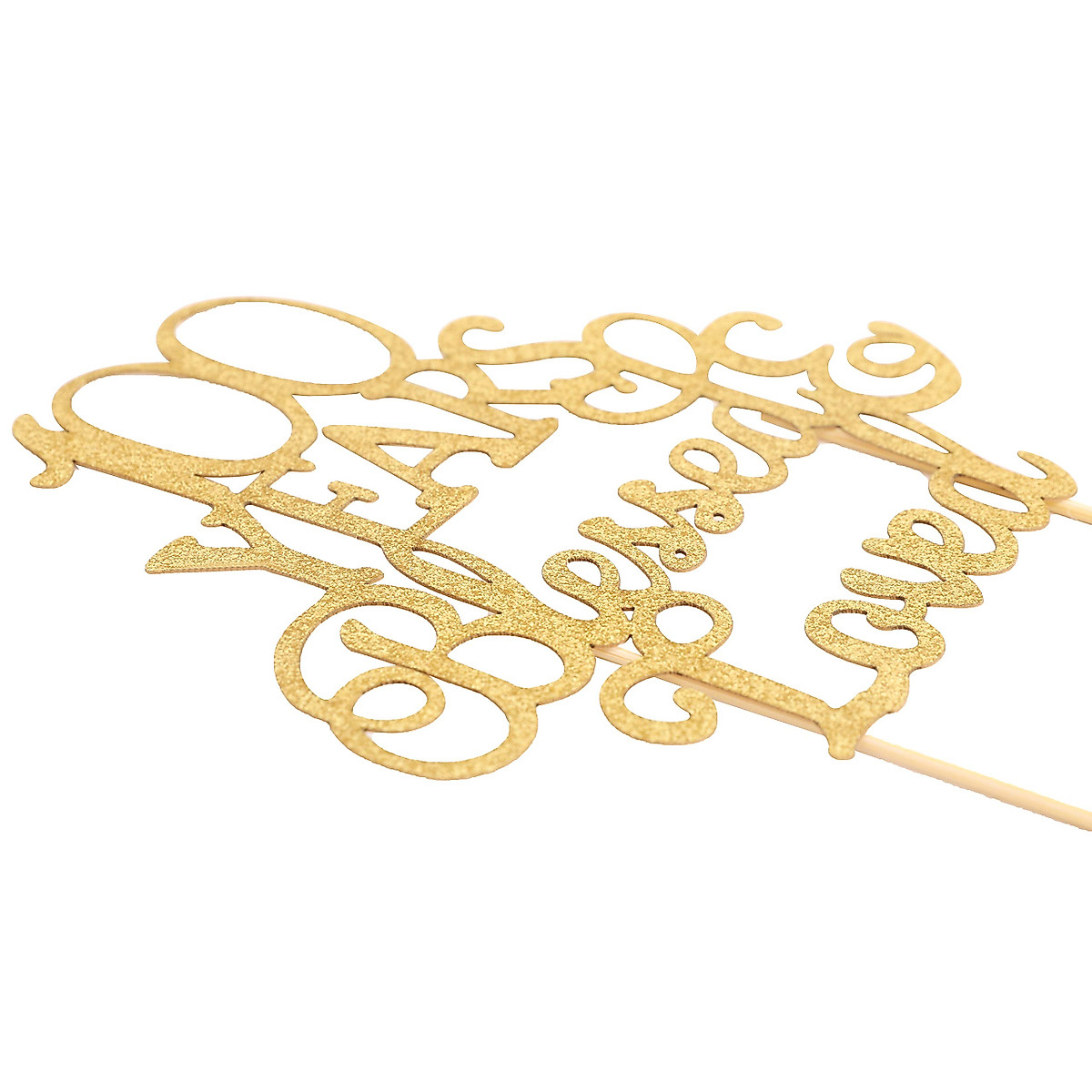 100 years blessed loved Cake Topper - Gold Glitter Love Party Theme Decoration - Ideal Background Celebration Photo Props Gift - Hello 100, Cheers to 100 Years (100 years blessed loved)