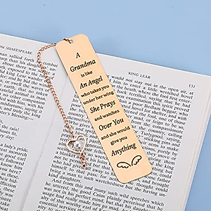 Bookmarks Gifts for Grandma from Grandson Granddaughter Grandchildren Valentine's Day Birthday Mother's Day Anniversary Christmas Stocking Stuffers Gifts for Grandmother Rose Gold Book Mark for Women