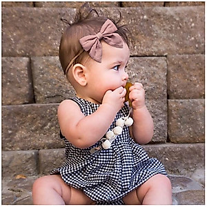 Cherssy Baby Bows and Headbands, 3pcs Super Stretchy Nylon Hairbands for Newborn Infant Toddler Baby Girls