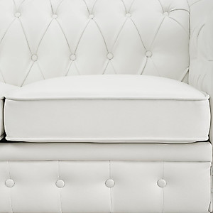 Naomi Home Emery Chesterfield Sofa with Rolled Arms, Tufted Cushions / 3 Seater Sectional Sofa Couch for Small Spaces, Living Room, Bedroom, Apartment Easy Tool-Free Assembly – Off White