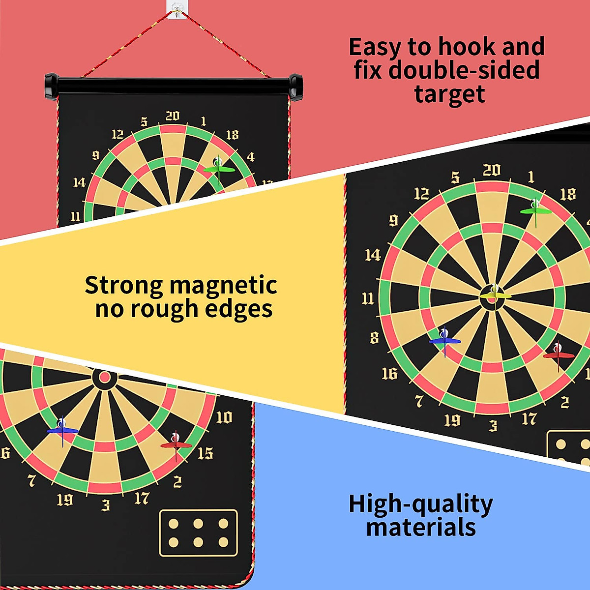 Mixi Magnetic Dart Board for Kids, Outdoor Toys Kids Games Double Sided Dart Board Games Set for Boys with 12 Darts, Best Toys Gifts for Teenage Boys Girls Age 5 6 7 8 9 10 11 12 13 14 15 16 Years