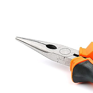 BOENFU Needle Nose Pliers 8-inches Heavy Duty Craft Wire Cutter Electrical Pliers Long Nose Pliers for Wire Wrapping, Crafts, Jewelry Making, Orange