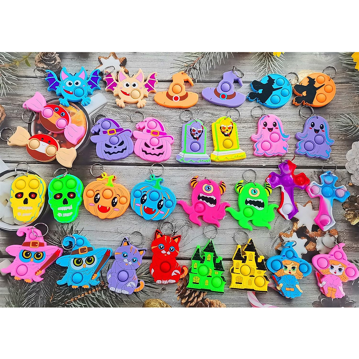 30 Packs Bulk Halloween Spider Ghost Fidget Mini Pop for Kids Party Favors and Classroom Students Gifts