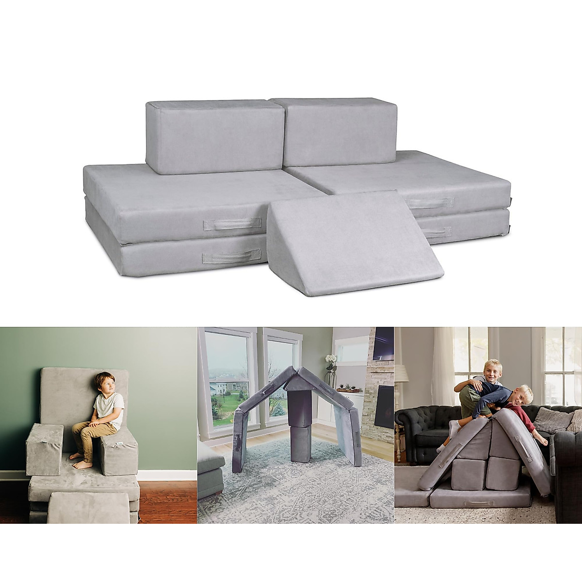 Figgy Modular Play Couch for Kids – Waterproof & Oeko-TEX Certified | Made in USA with Hook and Loop Connectors | Sensory Toy | Montessori Toy | Kid's Sofa & Indoor Climbing Playset