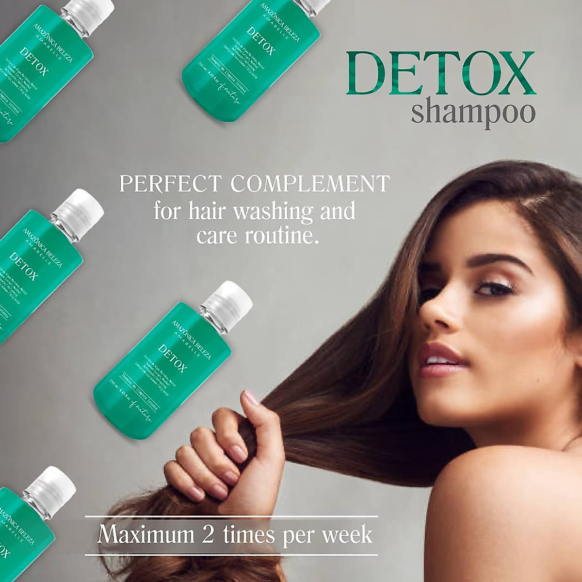 AMAZÓNICA BELEZA AMABELLE Detox Deep Cleansing Shampoo for all Hair Types, Intense Cleaning in Every Pore of the Scalp, 8.45 Oz