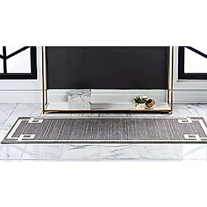 Unique Loom Uptown Collection by Jill Zarin Collection Greek Key Textured Modern Gray Runner Rug (2' 2 x 6' 0)