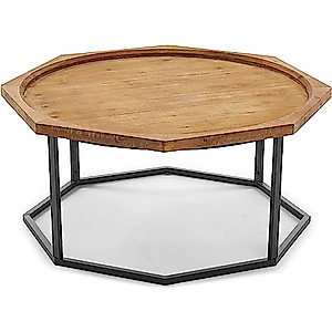 Amazon Brand – Stone & Beam Aire Rustic Octagonal Fir Wood Coffee Table, 39.5"W, Black & Natural