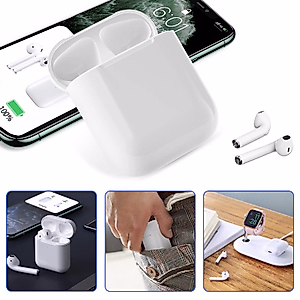 Wireless Charging Case for Air pod 1/2, Charger Case Replacement with Sync Button and Built-in 450 mAH Battery, No Earbuds Include