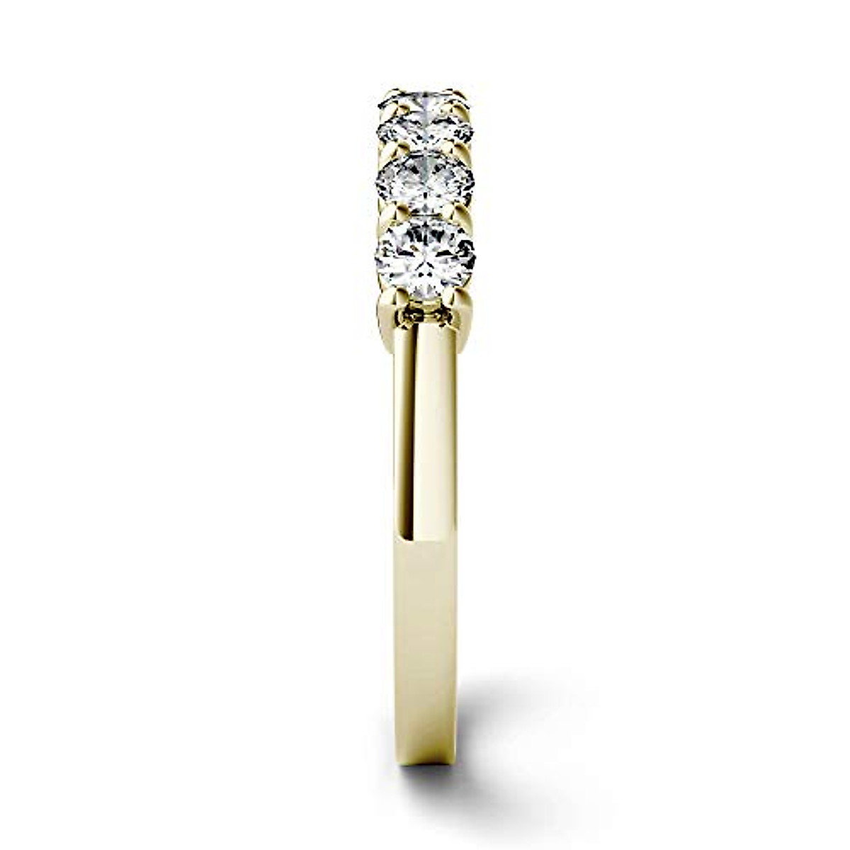 14K Yellow Gold 3.0mm Moissanite by Charles & Colvard Seven Stone Band- size 7 0.70cttw DEW