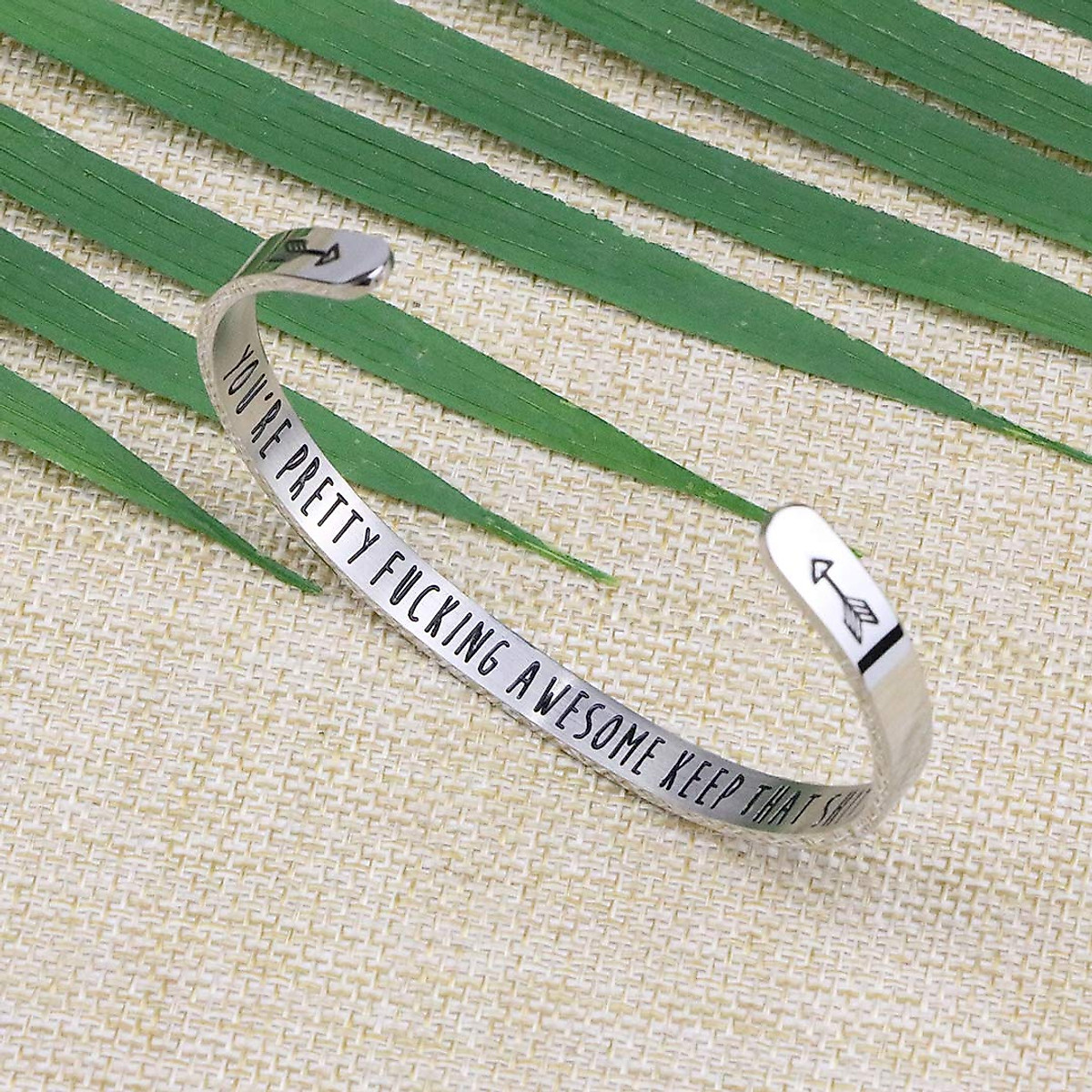 JoycuFF Inspirational Funny Bracelet for Women Sister Girlfriend Wife Mom Daughter Mantra Cuff You're Pretty Keep That Up