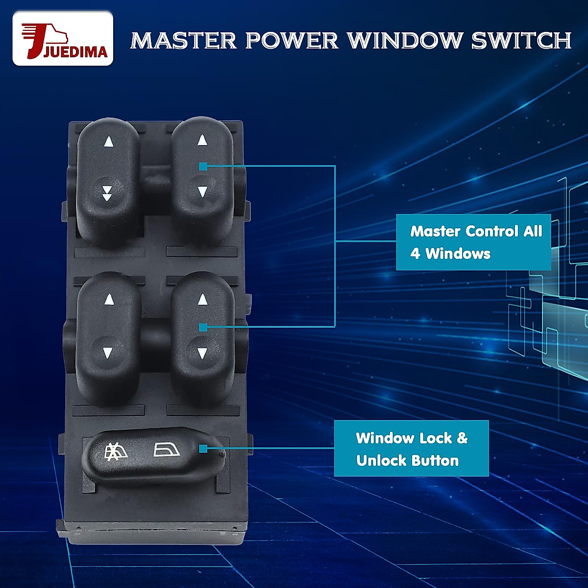 JUEDIMA Window Switch - Left Driver Side Master Power Window Switch Fits 2003-2008 F150 Expedition Crown Victoria | 2006-2008 Mark LT | Marauder | Grand Marquis | Replace Part # 5L1Z14529AA