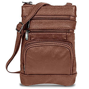 Krediz leather crossbody bags for women, Multi Pocket crossbody purse with Adjustable Strap, Soft & Durable Leather Purse