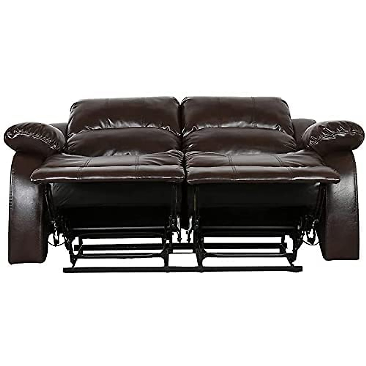Blackjack Furniture Portico Leather Air Mid Century Modern Living Room Reclining, Den Loveseat, Brown