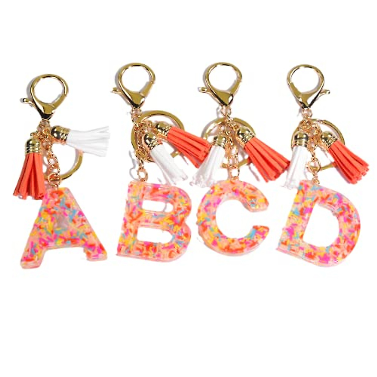Alphabet Keychain Pink Donut Candy Tassel Initial Letter Key Chain Charm Pendant Purse Handbags Women Girl-B