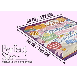 InnoBeta Book Lovers Throw Blanket - Flannel Blankets for Book Club, Bookish, Book Worm, Librarians as Reading Gifts, Reader Gifts for Christmas, Birthday - 50" x 65" - (Purple)