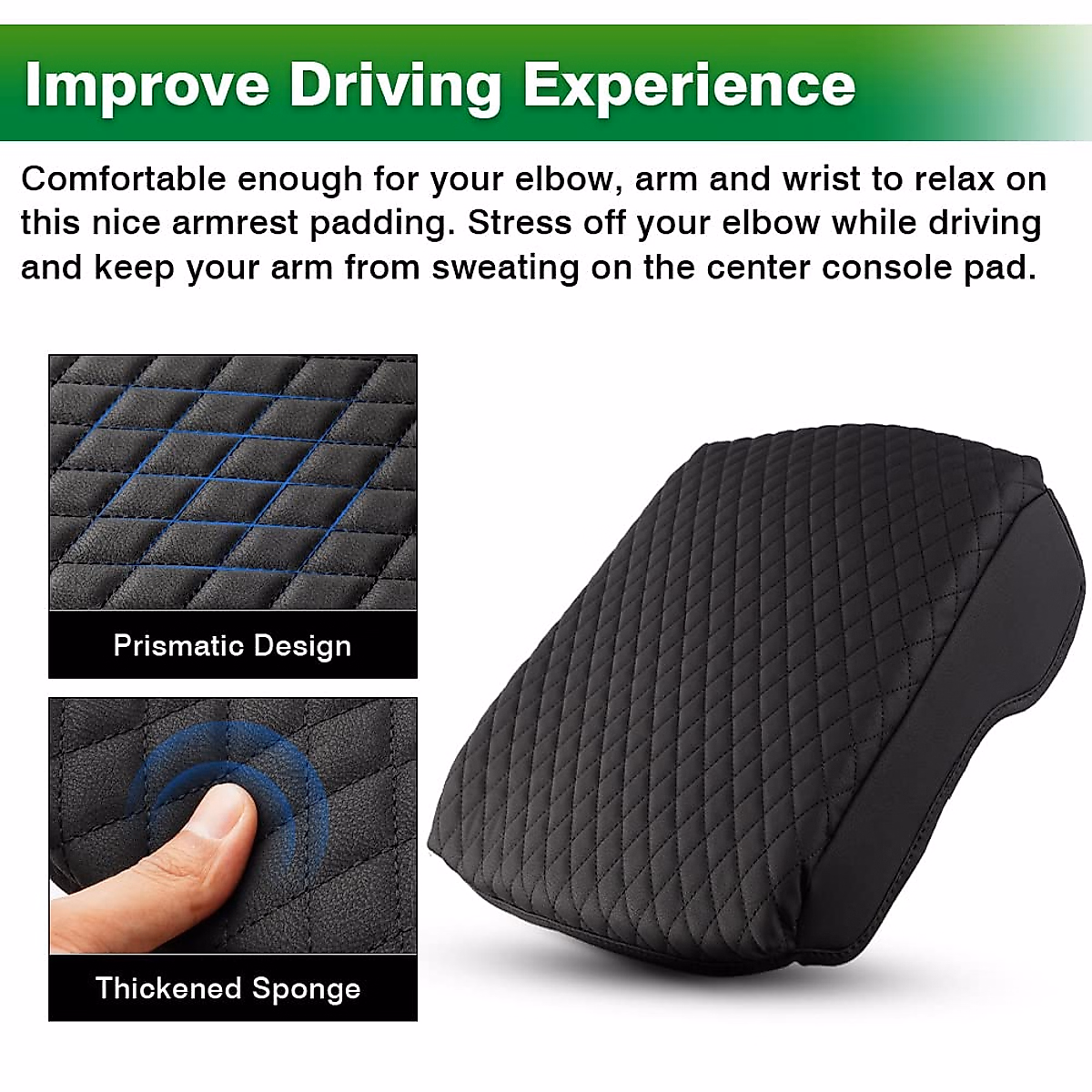 Shademax Dodge Ram 1500 Center Console Cover,Armrest Cushion Pad Cover for Dodge Ram 1500 Accessories 2019 2020 2021 2022 2023 2024, PU Leather Dodge Console Cover Anti-Scratch Black