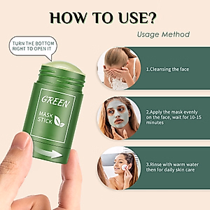 JUANCHI Green Tea Mask Stick, Green Stick Blackhead Remover, Purifying Clay Stick Mask, Deep Pore Cleansing, Face Moisturizing, Skin Brightening for Women Men 2PCS
