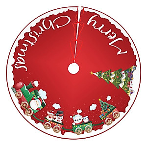 48 Inch Christmas Tree Skirt, Truck Xmas Tree Mat for Christmas Party Home Decor, Merry Christmas Tree Skirts for Christmas Tree Holiday Decorations…
