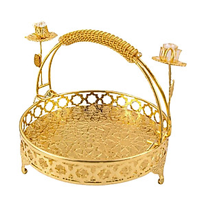 Generic European Style Serving Tray Dried Food Tray Organizer Wedding Gift Cupcake Dessert Party Display Fruit Tray, Aureate Small