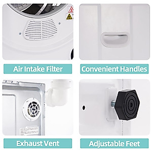 Elevon Compact Dryer, 120V Portable Clothes Laundry Dryer with Stainless Steel Inner Tub, Electric Dryer Machine for Small Space, Apartments, hostels, RVs, 4 Modes, White