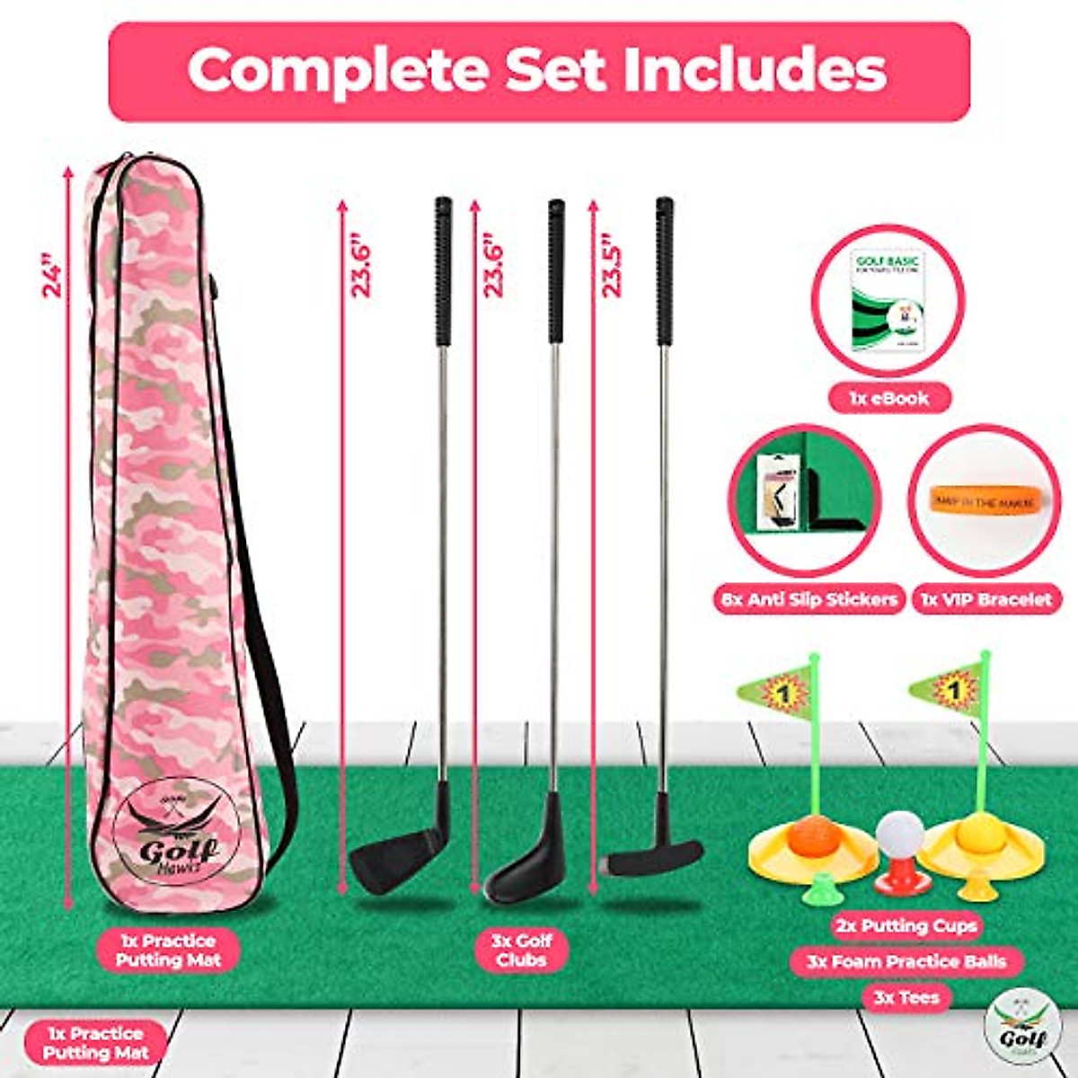 (Lab Tested) - Premium Kids Golf Clubs 3-5 - Kids Golf Set - Toy Golf Set - Toddler Golf Set - Golf Toys for Kids - Mini Golf Set - Baby Toddler Golf Clubs - Plastic Play Golf Clubs - Age 2 3 4 5 6
