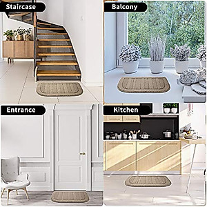 BEQHAUSE 30x18 Inch Kitchen Rug Mats, Durable Anti-Slip Absorbent Dirt-Resistant Kitchen Rug Pet Mat Machine Washable (Beige)