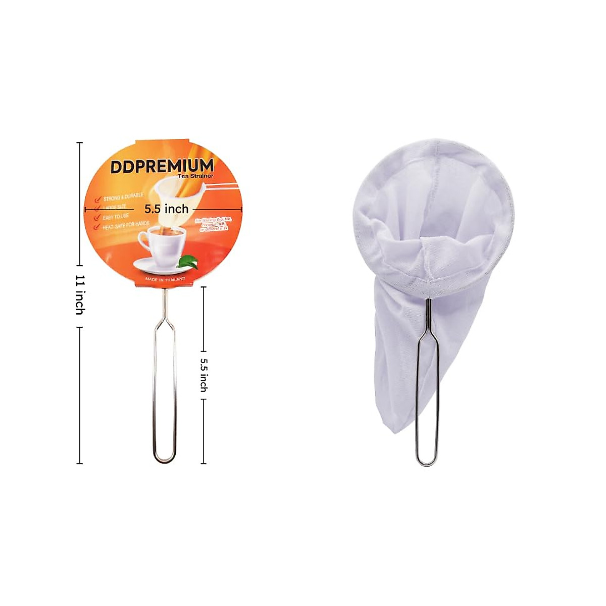 DDPREMIUM Traditional Thai Style Tea Filter Stainless Steel Size 5.5 Inches