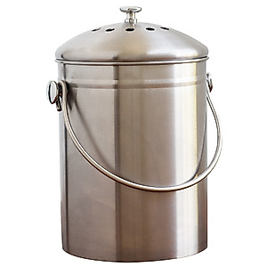 Natural Home Stainless Steel Compost Bin, 1.8-Gallon, Stainless Steel