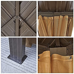 SUNDALY 12x20FT Hardtop Gazebo, Aluminum Patio Gazebo with Galvanized Steel Double Roof, Outdoor Permanent Gazebo Canopy with Curtains and Netting for Patio, Garden, Backyard, Deck