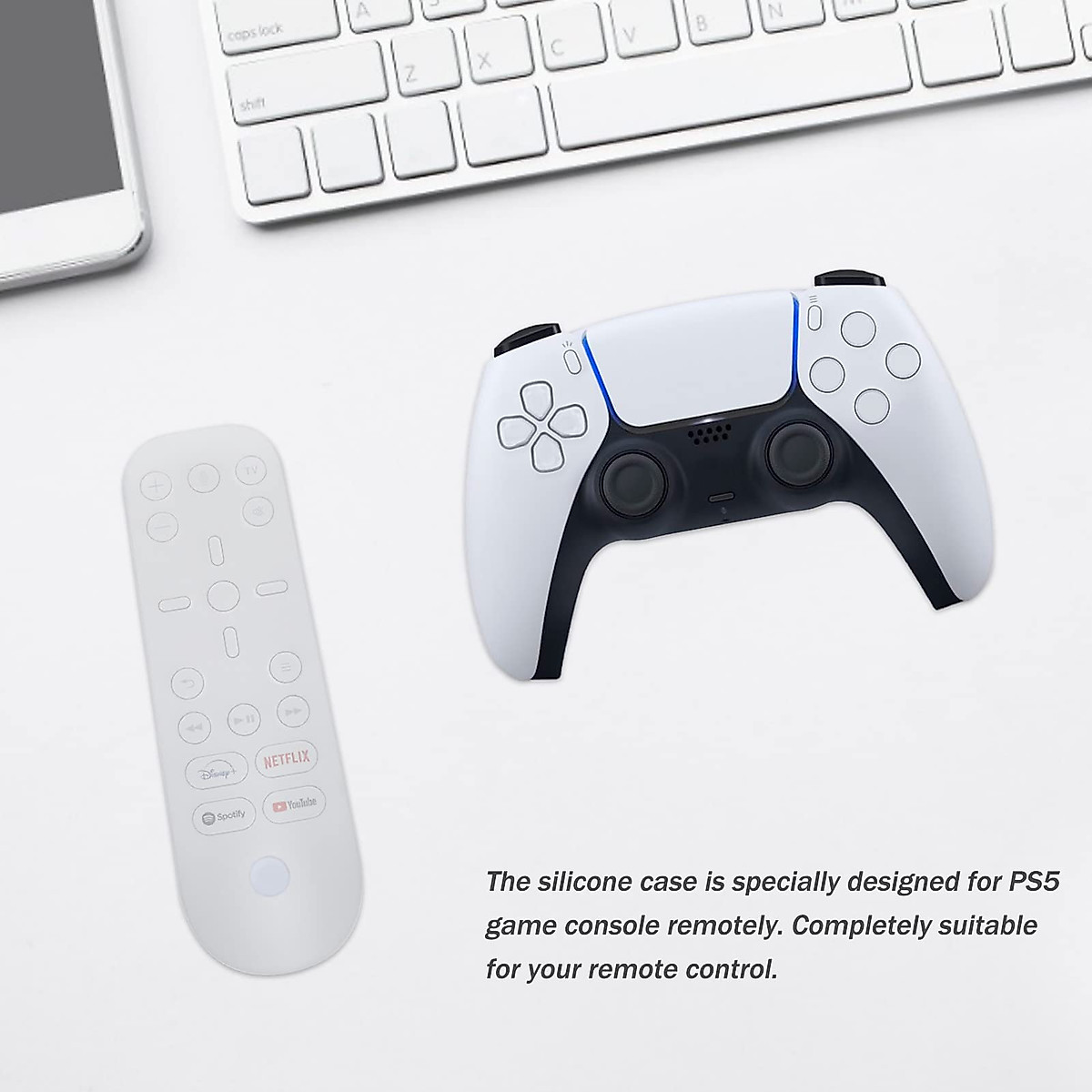 N+B Remote Control Case Cover Compatible for PS5 Sony PlayStation Remote Control Game Console Cover Soft Silicone Protective Remote Control Media Cover Sleeve (white)