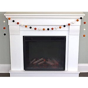 Halloween Felt Ball Garland- Orange, Tangerine, Black, White- 1" (2.5 cm) Wool Felt Balls- Autumn Fall Pumpkin
