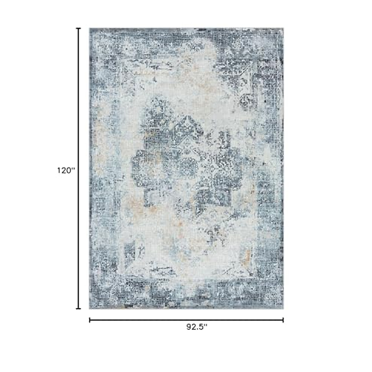 LUXE WEAVERS Blue 8x10 Mosaic Tile Area Rug with Distressed Effect