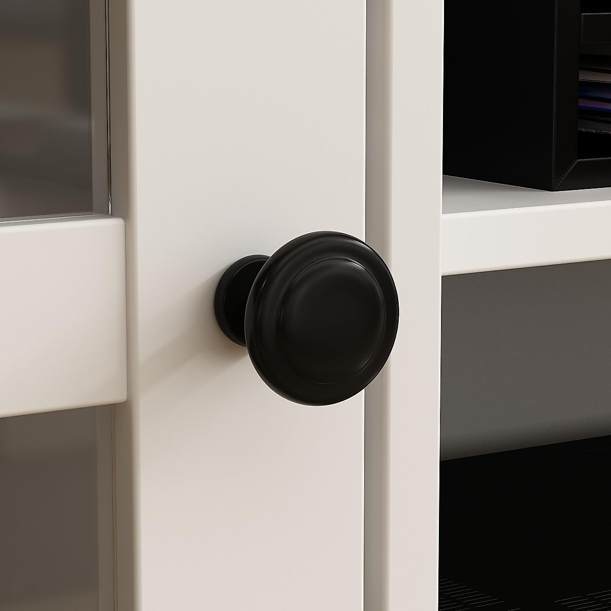 AIEGLE Entertainment Wall Unit Set with Bridge, Modern TV Stand for 70+ Inch TVs, Media Console Cabinet Glass Doors & Adjustable Shelves for Living Room Storage, White 68.1" W