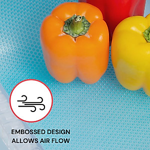 Con-Tact Brand Refrigerator Shelf and Bin Liner, Embossed Durable Washable Non-Adhesive Water and Oil Proof Reusable BPA Free Fridge Mat, 17.6" x 11.3", Teal, 3 Pack