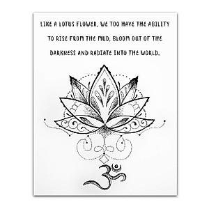 TJ Originals Like a Lotus Flower Quote - Spiritual and Boho Wall Decor - Namaste Zen and Meditation Aesthetic Room Decor - Unframed 11x14 Wall Art Print for Living Room or Yoga Studio