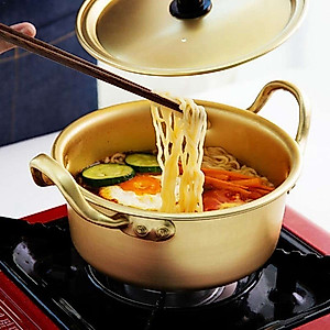 Korean Style Ramen Noodles Pot Aluminum Soup Pot with Lid Kitchen Tools Fast Cooking Pot Noodle Pot(14CM)