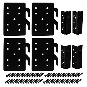 4 Pack Heavy Duty Bed Rail Hooks, Bed Rail Brackets for Wooden Bed Replacement, Universal Bed Frame Hardware with Screws Included