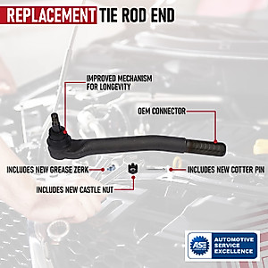 Replacement Tie Rod End - ES80754 - Compatible with Ford Vehicles - 2005, 2006, 2007, 2008, 2009, 2010, 2011, 2012, 2013, 2014, 2015, 2016 F-250 Super Duty, F-350 Super Duty - Front Left Outer Tie Rod