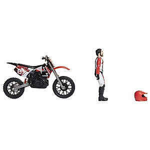MXS Motocross Bike Toys Moto Extreme Sports, Bike & Rider with SFX Sounds by Jakks Pacific Action Figure Playsets - #67 Red & White Rider, for Kids Ages 5+