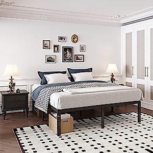 Vengarus 18 Inch Bed Frame Queen Size No Box Spring Needed, Heavy Duty Queen Platform Metal Bed Frame Support Up to 3000 lbs, Easy Assembly, Noise Free, Black