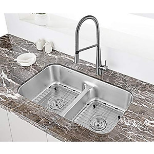 Ruvati 32-inch Low-Divide 50/50 Double Bowl Undermount 16 Gauge Stainless Steel Kitchen Sink – RVM4350