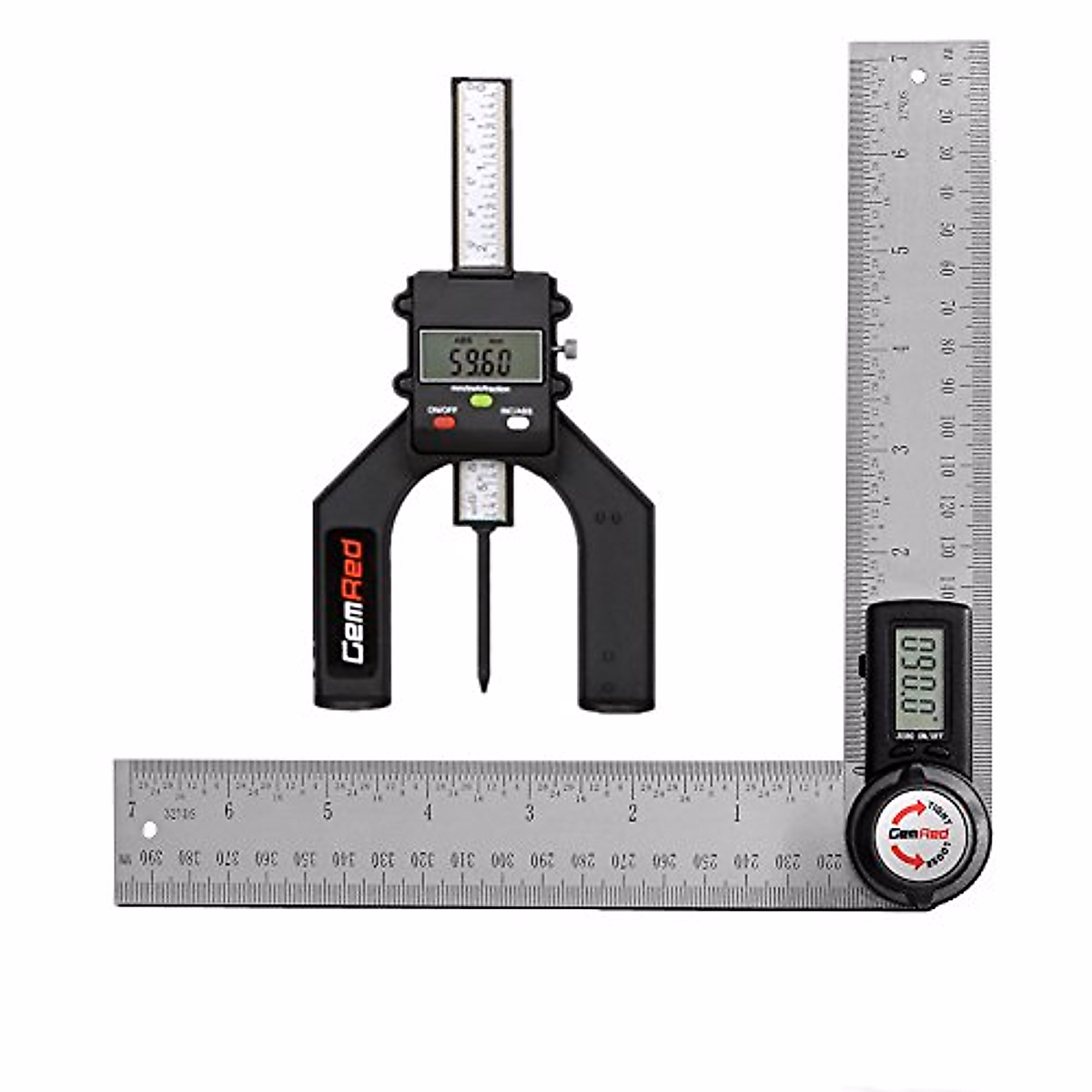 GemRed Digital Depth Guage Height Gauge for Router Table and Digital Protractor(Angle Finder GRSET903)