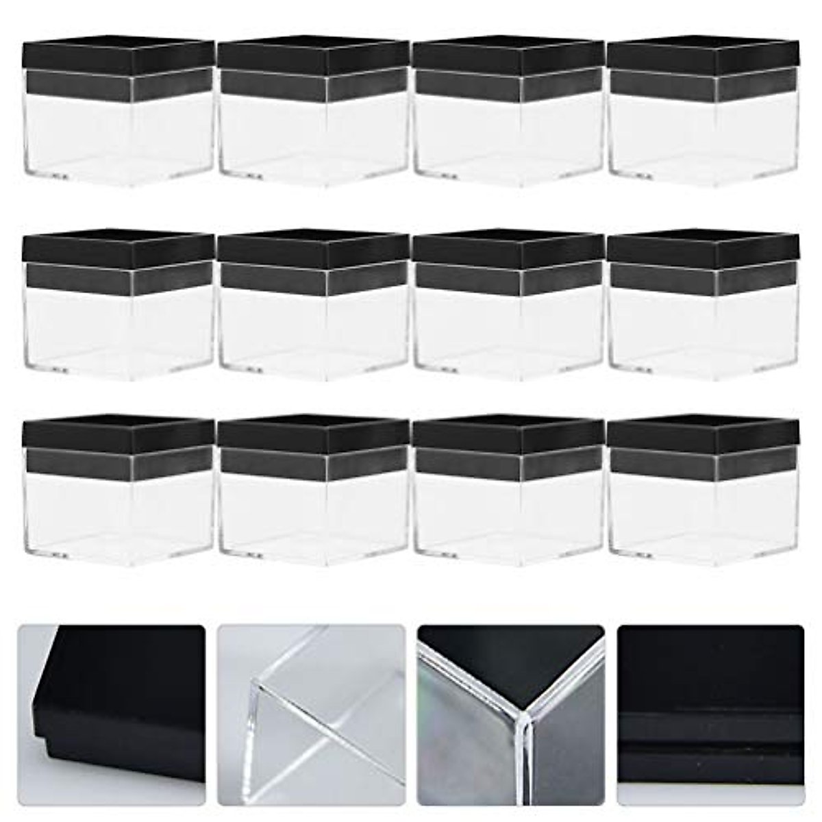Baluue 12pcs Clear Acrylic Display Case Countertop Box Cube Transparent Display Box Pop Figures Display Collectibles Stone Mineral Specimen