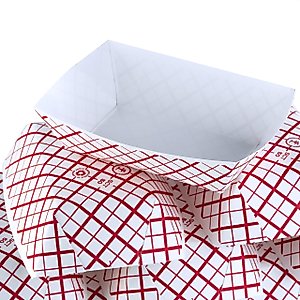Heavy Duty, Grease Resistant 2 Lb Paper Food Trays 100 Pk. Recyclable, Coated Paperboard Basket Ideal for Festival, Carnival, Concession Stand Treats Like Fries, Ice Cream & Chicken Tenders