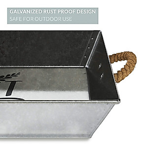 Barnyard Designs Decorative Farmhouse Rectangular Metal Trays, Serving Trays for Coffee Table, Rustic Ottoman Decor, Set of 2, Silver, (Small: 14x10.5; Large: 17x12)