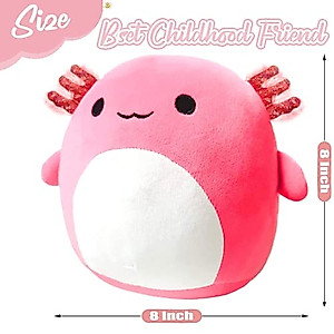 Valloowink 8 Inch Axolotl Plush Stuffed Animals, Soft Cuddly Axolotl Pillow Toy Kawaii Gift for Kids